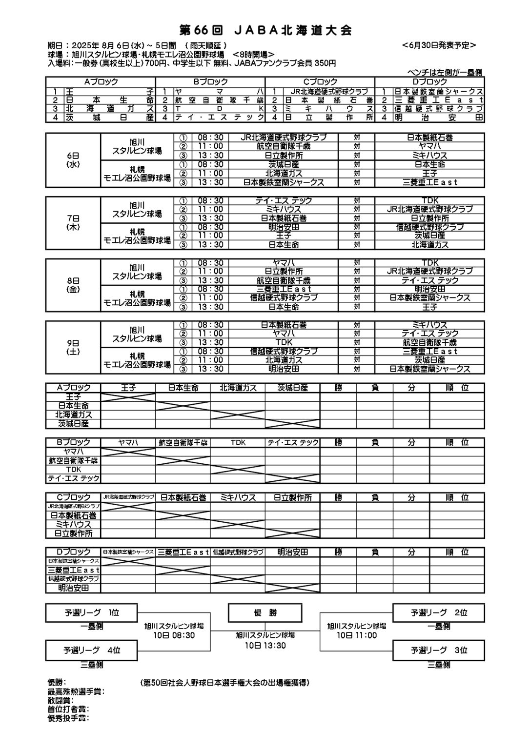 第66回JABA北海道大会について | JR北海道硬式野球クラブJR北海道硬式野球クラブ